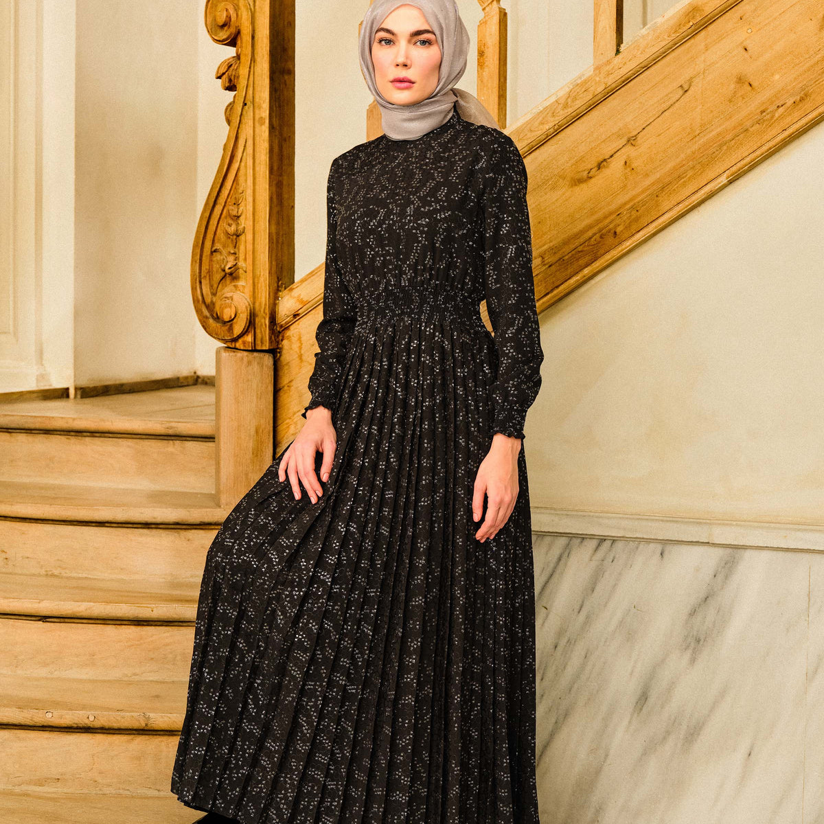 Robe plissée à détails élastiques - Tuğba – Tugba.ma